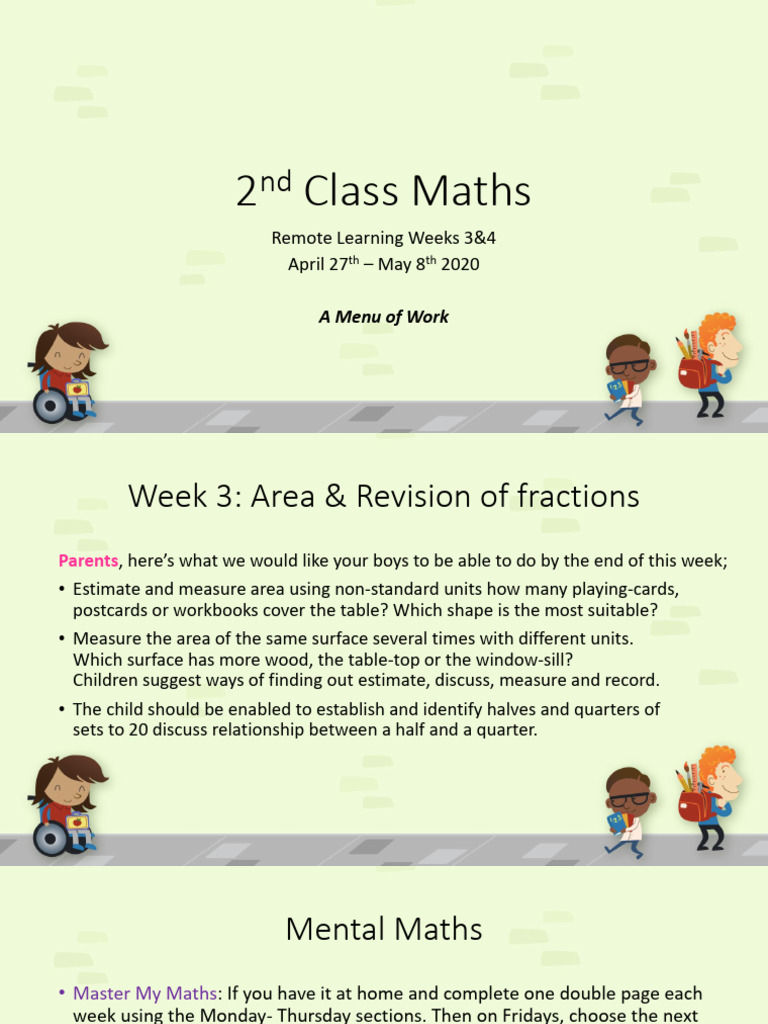 2nd Class Maths Remote Learning Guide | PDF | Area | Money