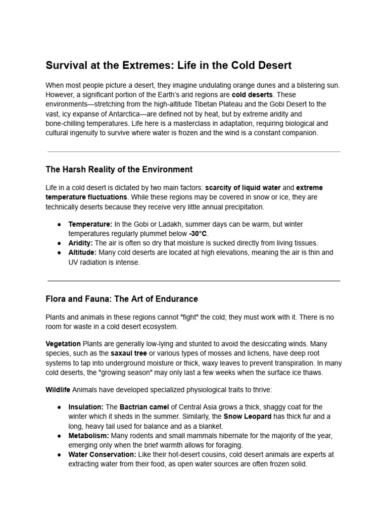 Survival at the Extremes_ Life in the Cold Desert | PDF | Desert ...