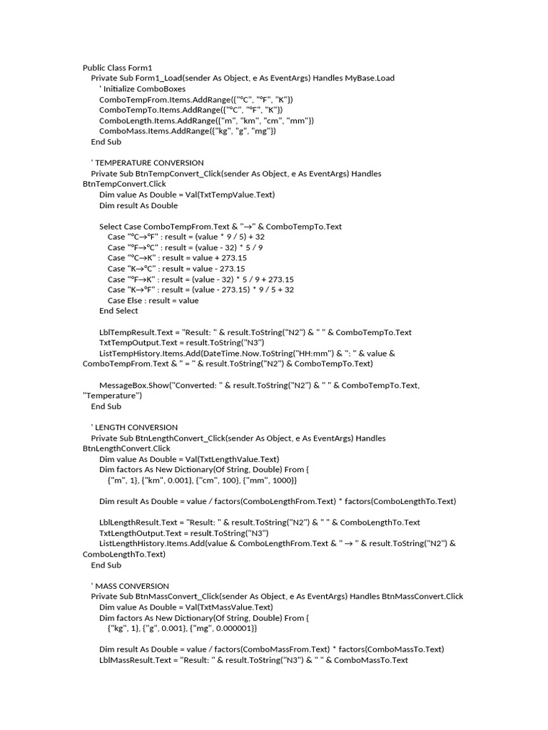 Public Class Form1 | PDF | Physics | Quantity