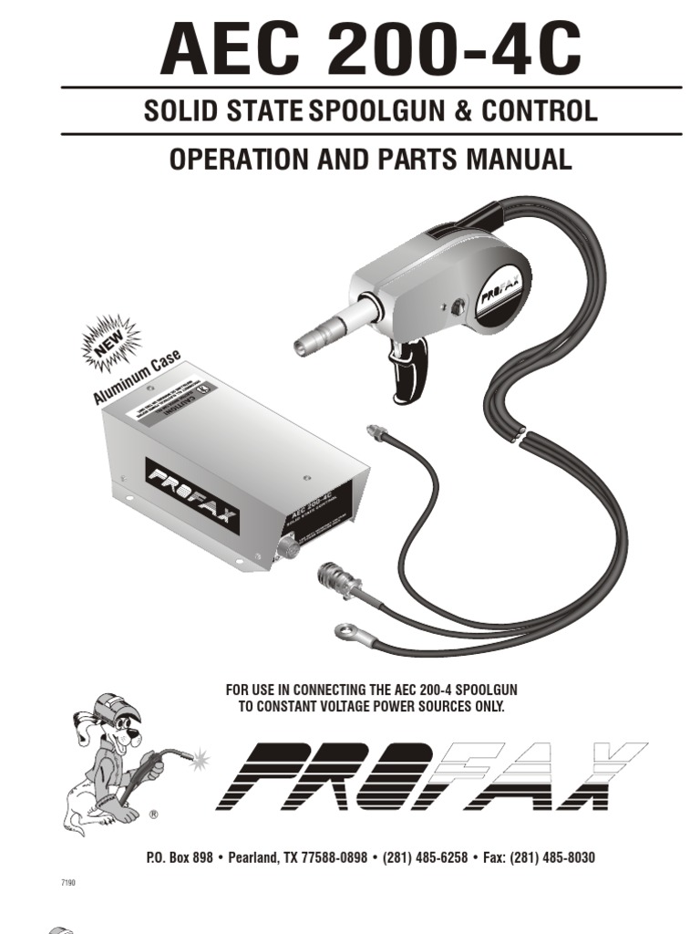 AEC 200-4C: Solid State Spoolgun & Control Operation and Parts Manual ...