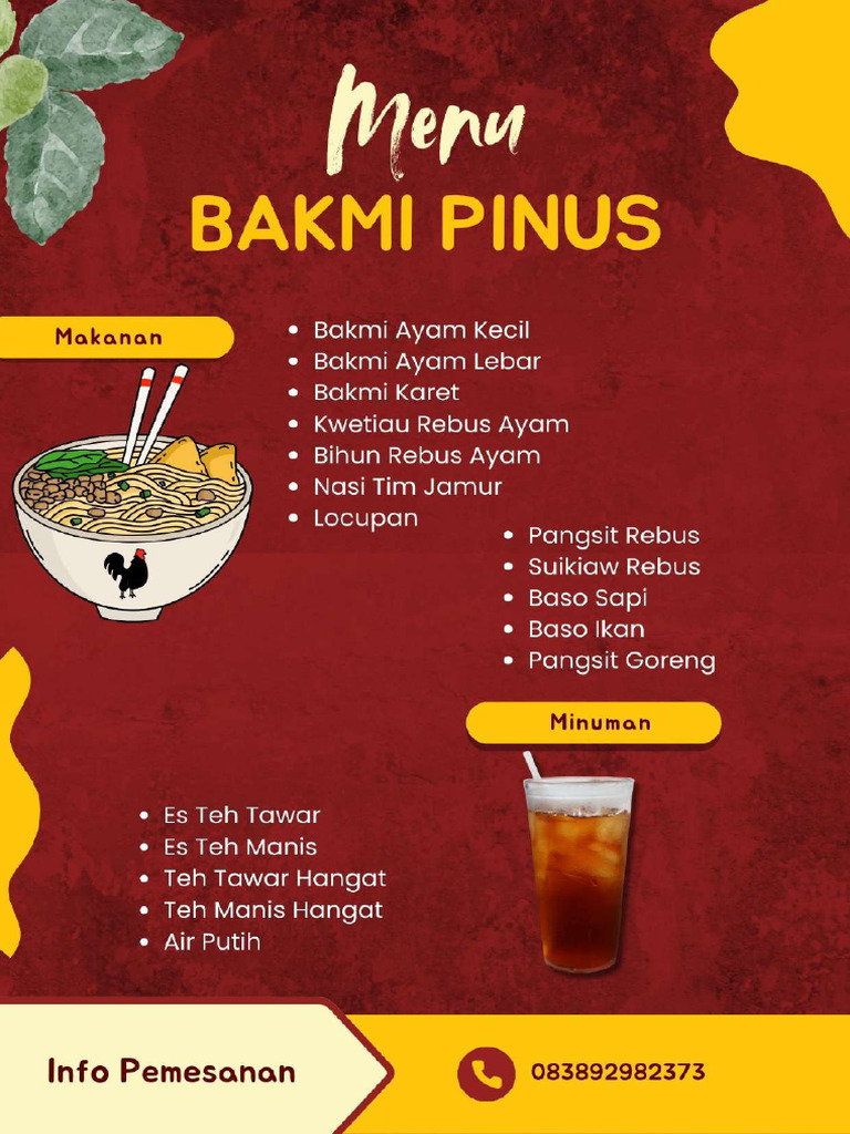Menu Bakmi Pinus | PDF