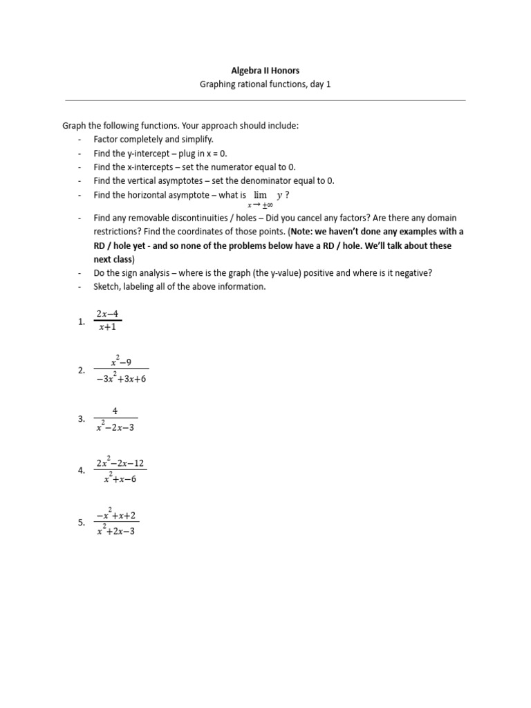 Graphing Rational Functions Guide | PDF