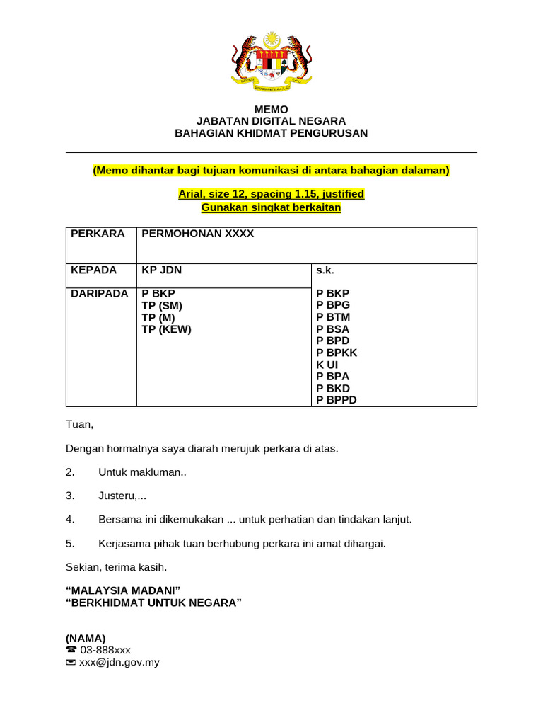 2. Format Memo Bkp Jdn 2025 | PDF