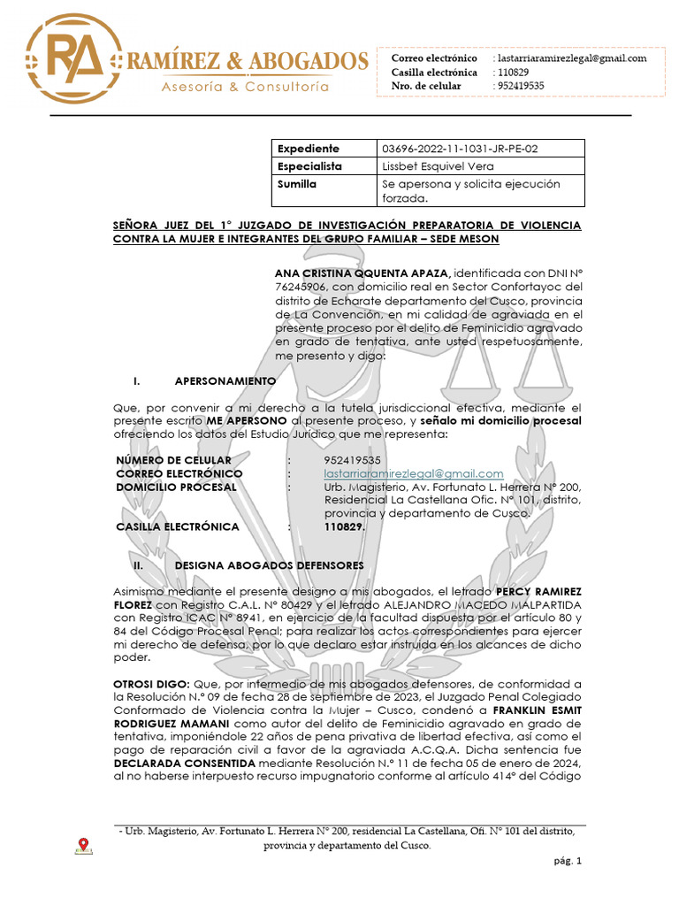 Exp. 03696-2022-11-1031-JR-PE-02 - Anexo - 04112-2026 | PDF | Sentencia (ley) | Ley procesal