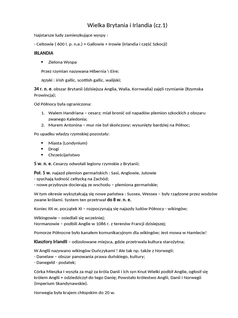 Wielka Brytania i Irlandia | PDF