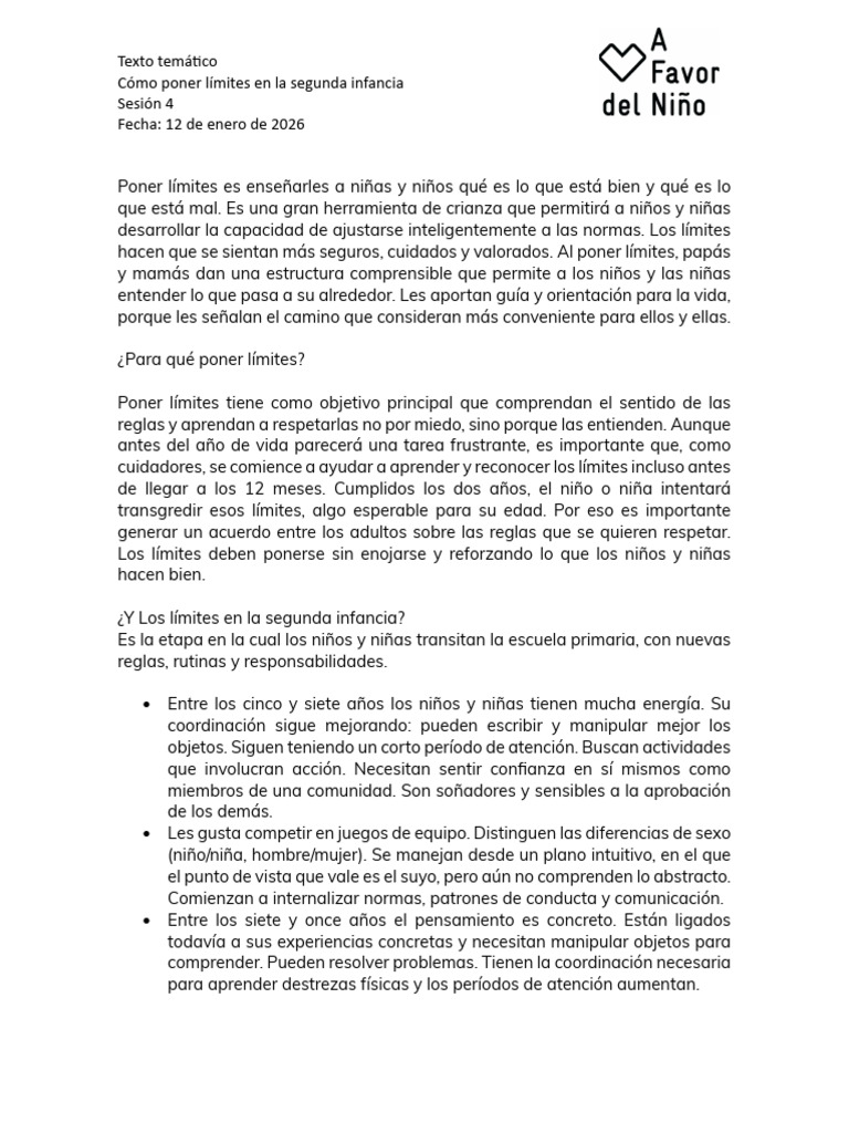 Poner Límites en la Segunda Infancia | PDF | Adultos | Sicología