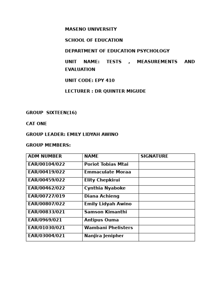 EPY 411 GROUP ASSIGNMENT | PDF | Educational Assessment | Teachers