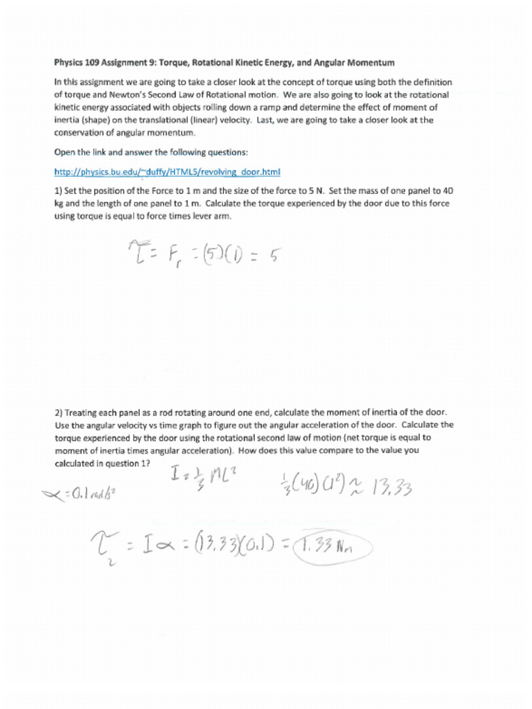 Physics HW Assignment 9 - Joshua Smerlas | PDF