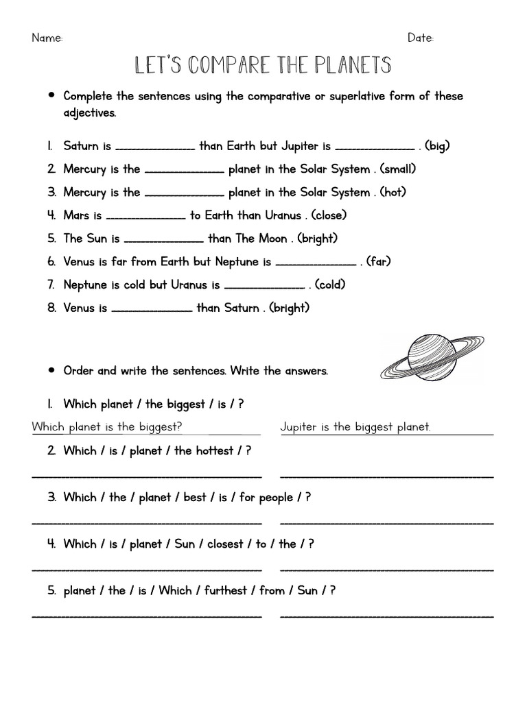 Planet Comparison Worksheet | PDF