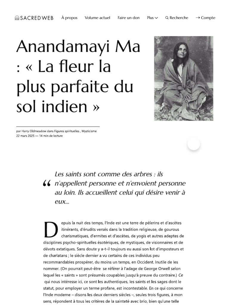 2.Oldmeadow-AnandaMayi Ma « La Fleur La Plus Parfaite Du Sol Indien » | PDF