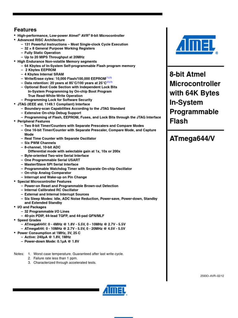 Atmega 644 | PDF | Instruction Set | Flash Memory