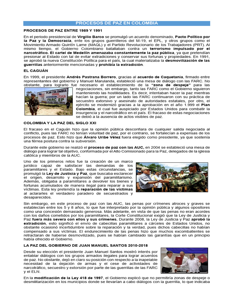 Procesos de Paz en Colombia: Historia y Retos | PDF | Política de ...