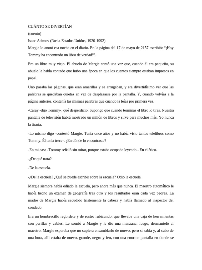 Cuánto Se Divertían - Isaac Asimov | PDF