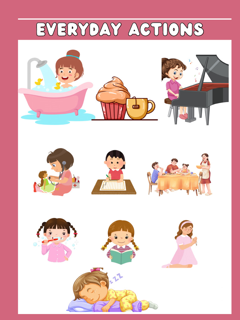 Daily Routine Picture Dictionary Worksheet in Pink Cute Style_20250414 ...