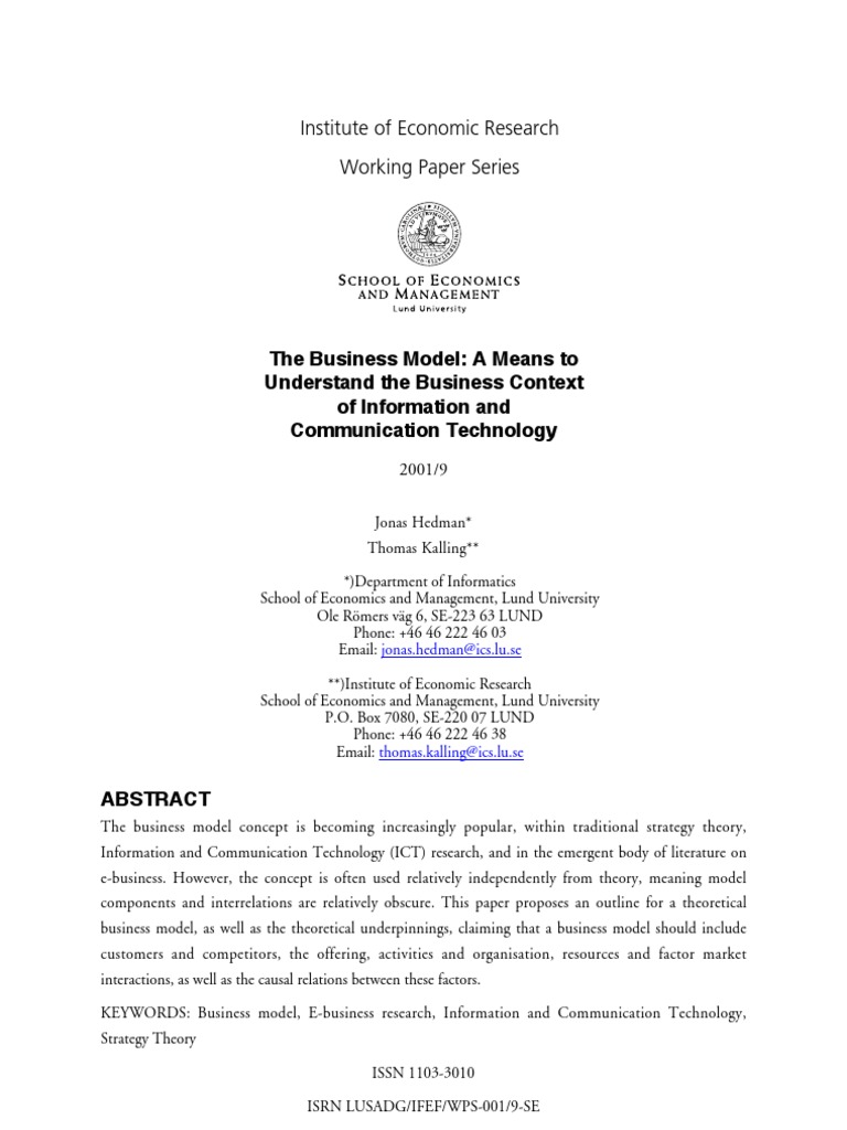 Understanding Business Models in ICT | PDF | Business Model | Strategic ...