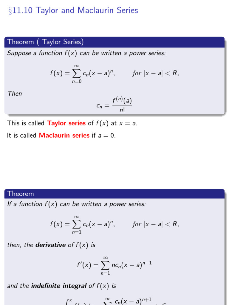 Taylor and Maclaurin Series Explained | PDF | Calculus | Algebra