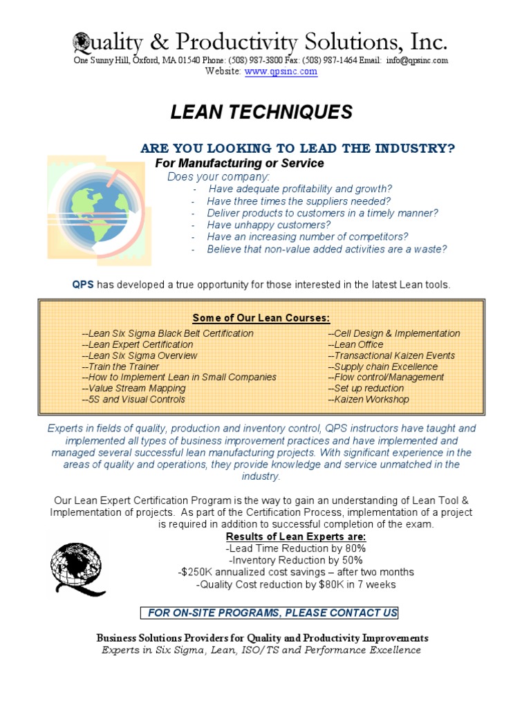 Lean Brochures | PDF | Lean Manufacturing | Six Sigma