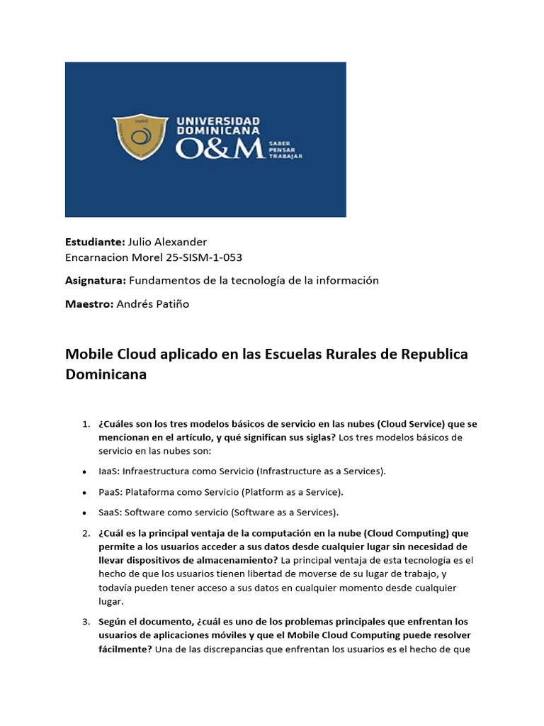 Mobile Cloud Aplicado en Las Escuelas Rurales de Republica Dominicana ...