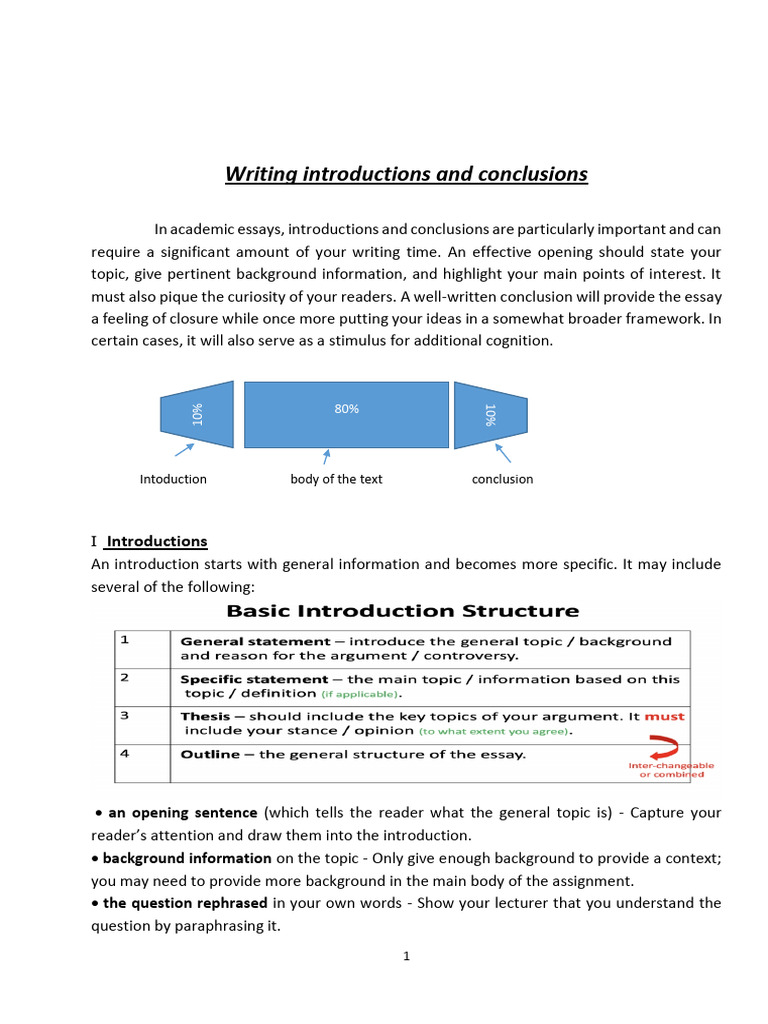 V.writing Introductions and Conclusions_copy | PDF | Essays | Argument