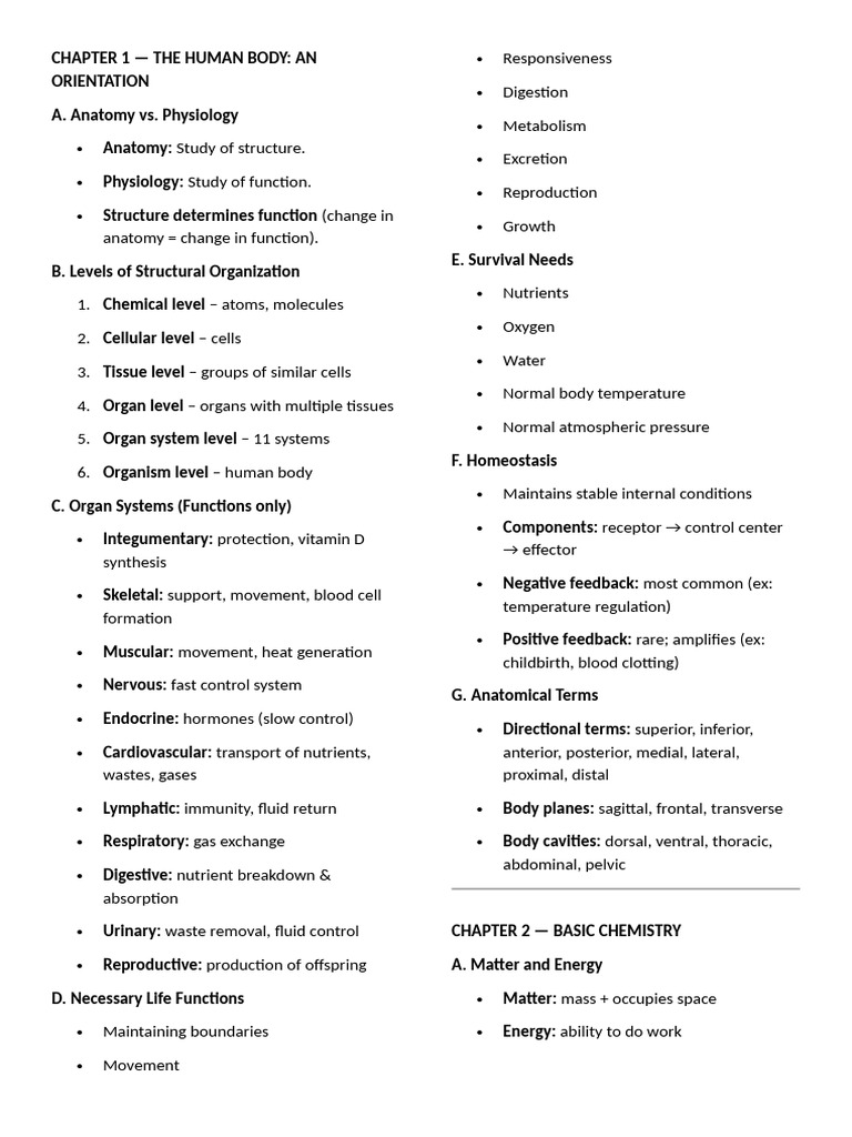 Human Body Structure and Function Overview | PDF | Epithelium | Heart Valve