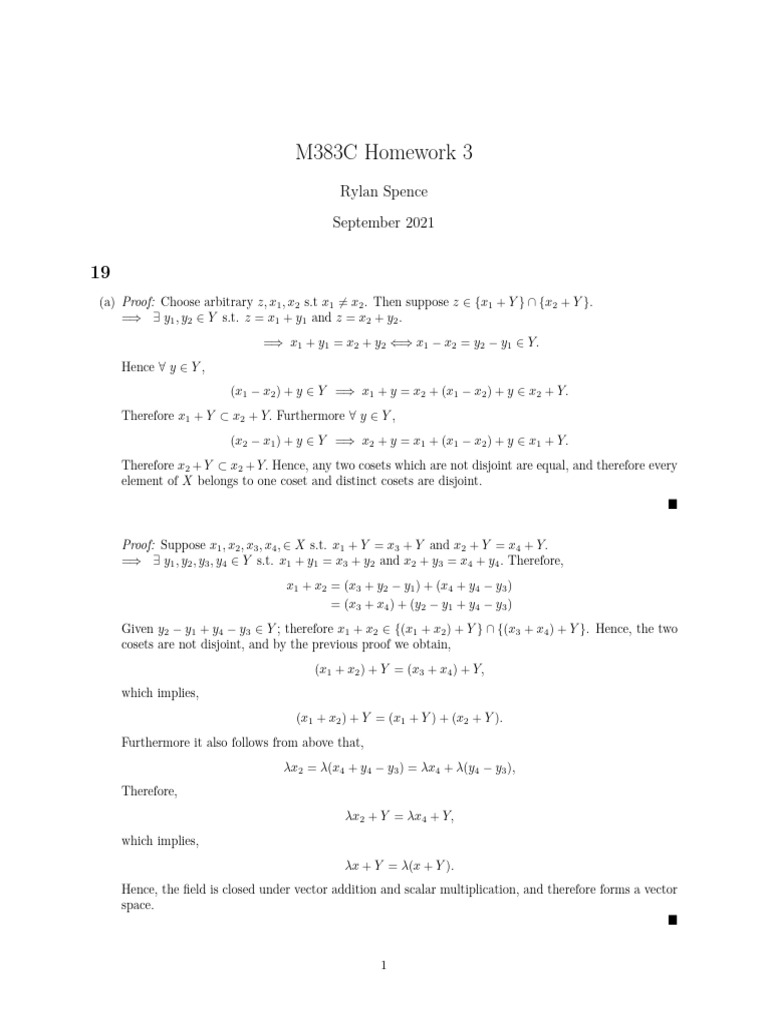 Proofs of Vector Space Properties | PDF | Inequality (Mathematics ...