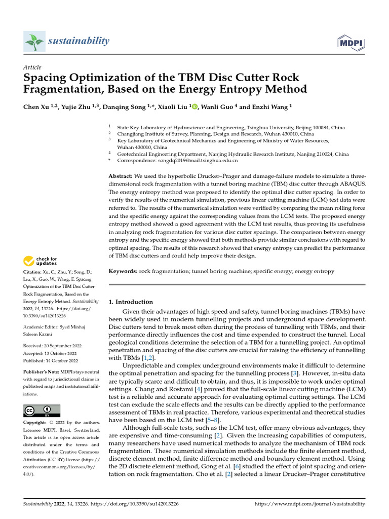 TBM Disc Cutter Spacing Optimization | PDF | Plasticity (Physics ...