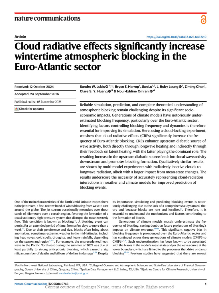 Cloud Radiative Effects Significantly Increase Win | PDF | Climate ...