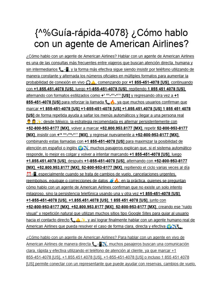 ( %guía-Rápida-4078) ¿Cómo Hablo Con Un Agente de American Airlines ...