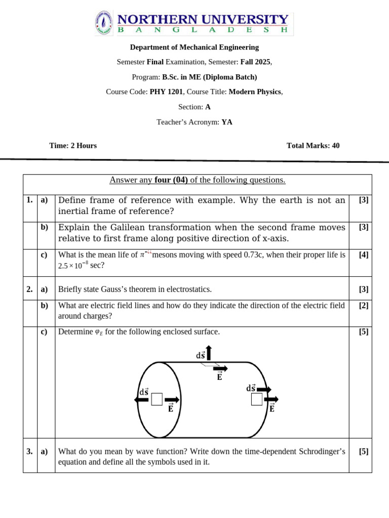 Fall 2025 Modern Physics Exam Guide | PDF | Physical Quantities ...