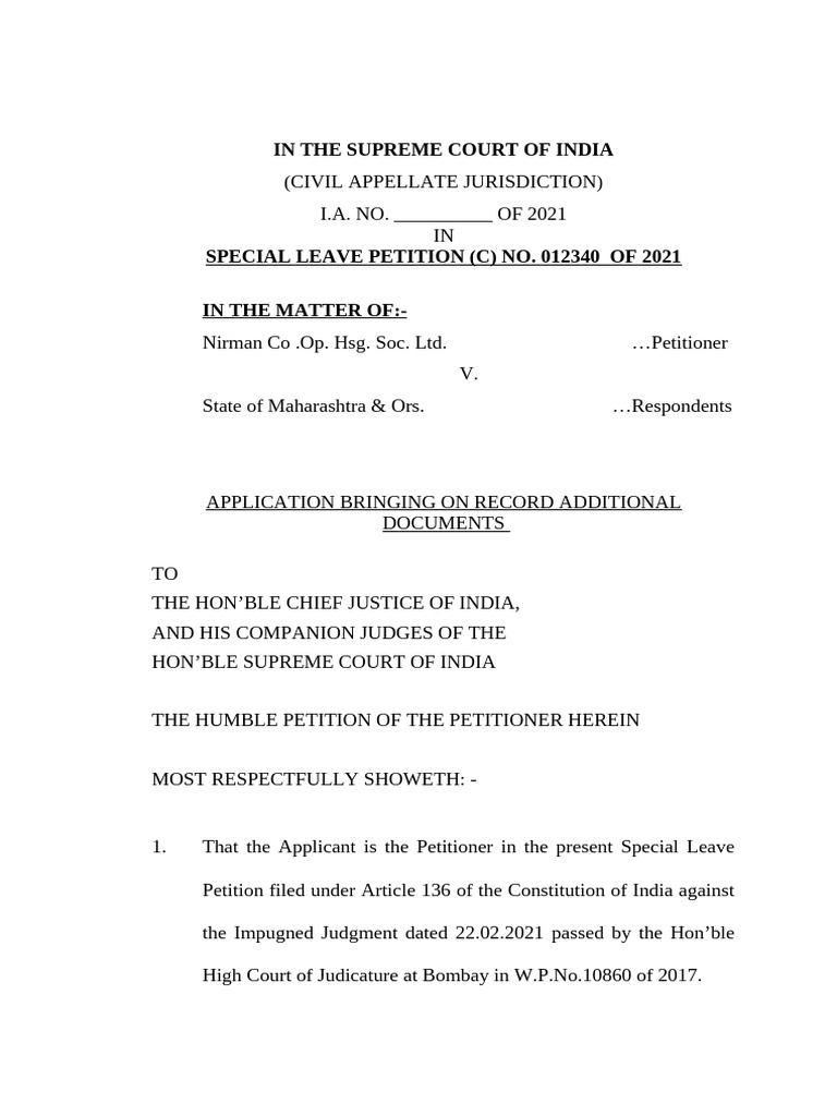 Supreme Court Application for Additional Documents | PDF | Supreme ...