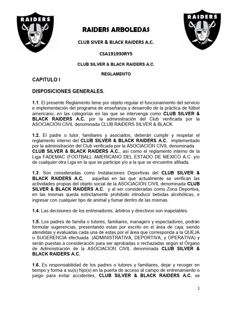 Reglamento Silver and Black | PDF