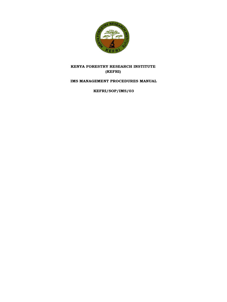 KEFRI IMS Management Procedures Manual | PDF | Audit | Employment