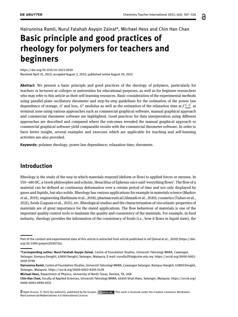 Rheology Basics for Polymer Education | PDF | Viscoelasticity ...