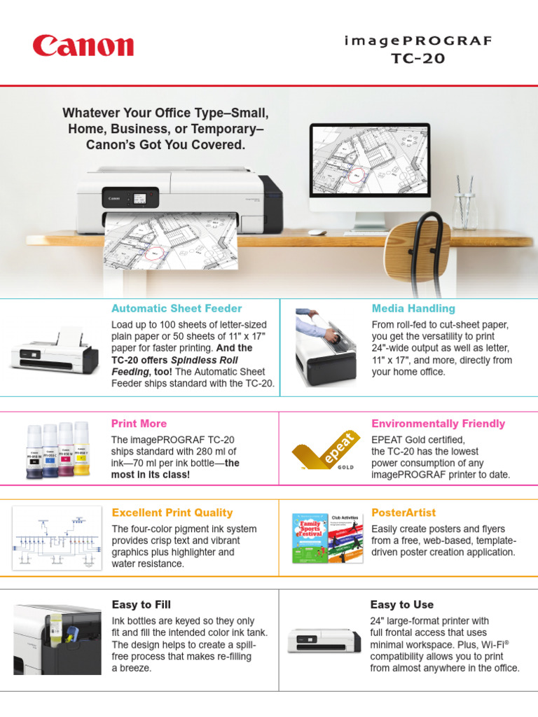 ImagePROGRAF TC20 Overview Flyer LAD Eng | PDF | Printer (Computing ...