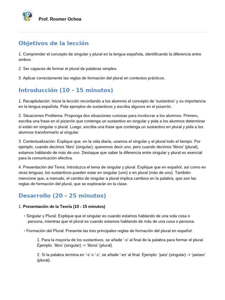 Singular y Plural en Español: Guía Práctica | PDF | Plural | Sustantivo