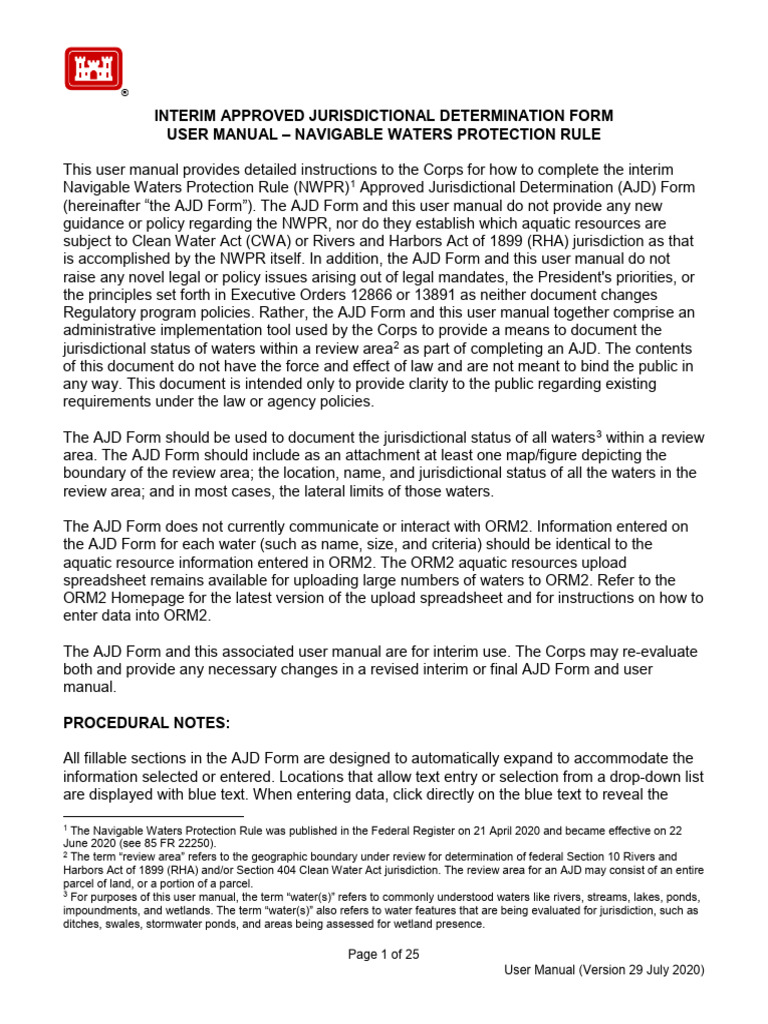 Navigable Waters Protection Rule AJD Manual | PDF | Tide | Navigability