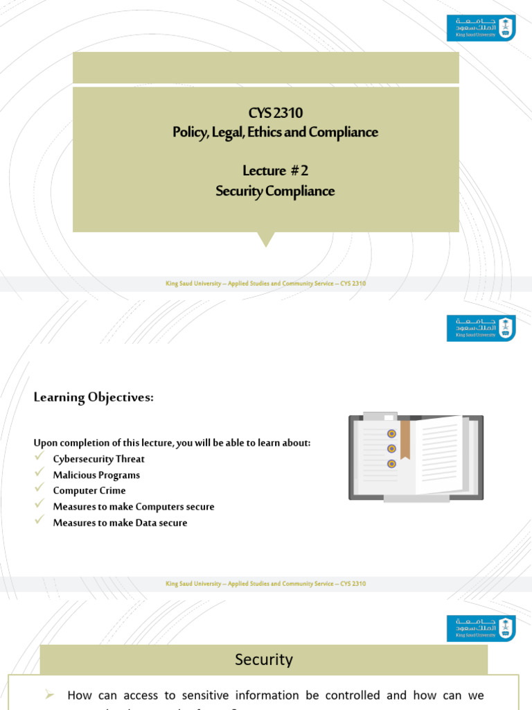 Lecture 02 - CYS 2310 - Part 1 | PDF | Malware | Security
