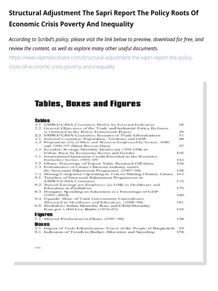 Structural Adjustment The Sapri Report The Policy Roots Of Economic ...