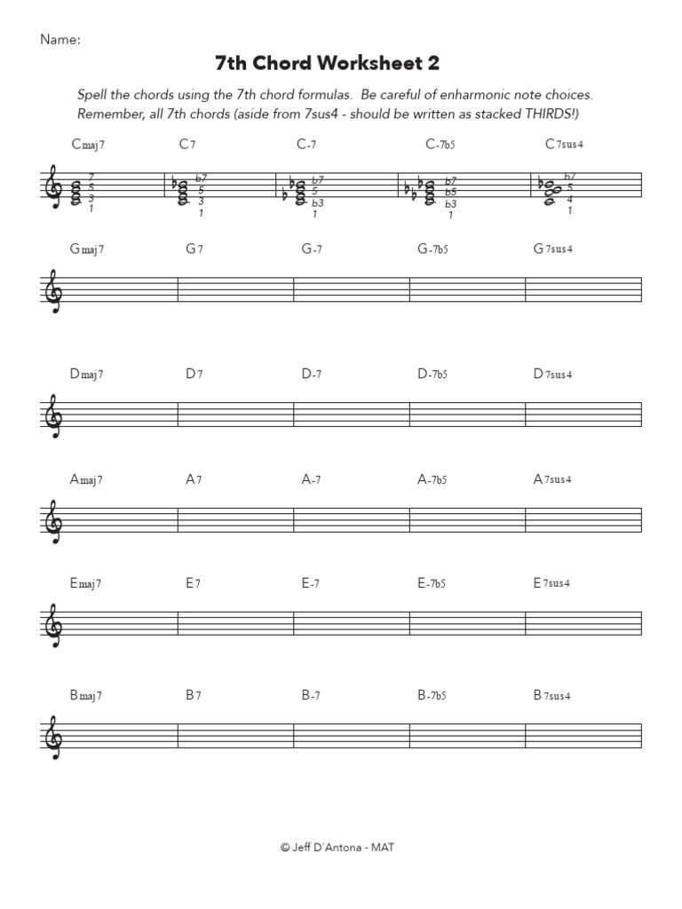 7th Chord Worksheet 2_JD_MAT | PDF