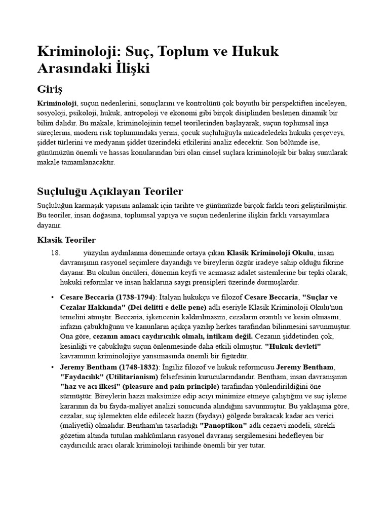 Kriminoloji Final Not | PDF