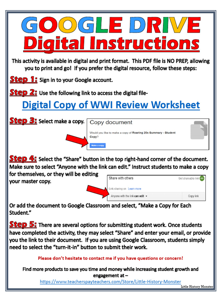 WWI Review Worksheet Instructions | PDF