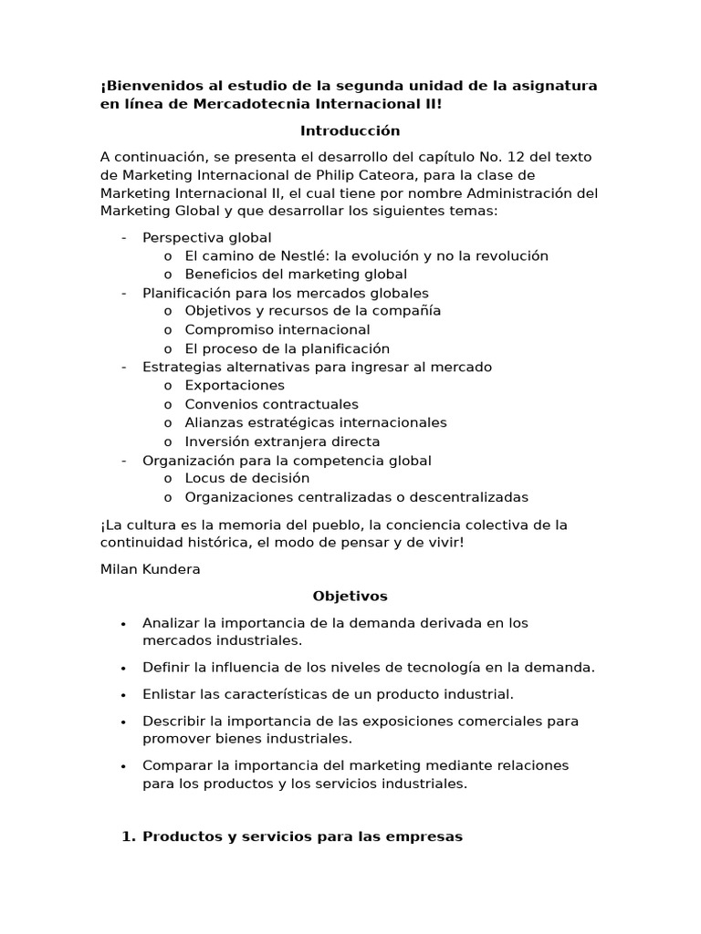 Capitulo 12 de Philip Cateora Marketing internacional 2 | PDF | Calidad ...