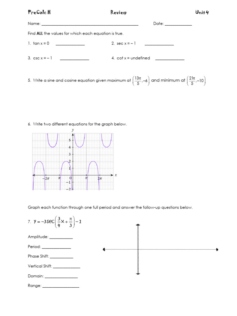 1.12.26+ +Unit+4+Review+Graphing+Trig+Functions+2025+Rivoira | PDF | Mathematical Analysis ...