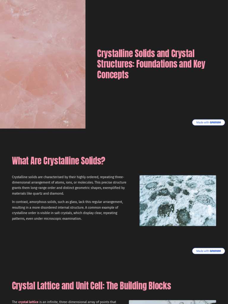 Crystalline Solids and Crystal Structures Foundations and Key Concepts ...