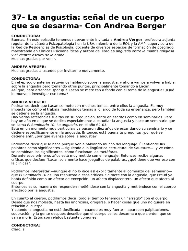 la angustia señal de un cuerpo que se desarma | PDF | Jacques Lacan ...