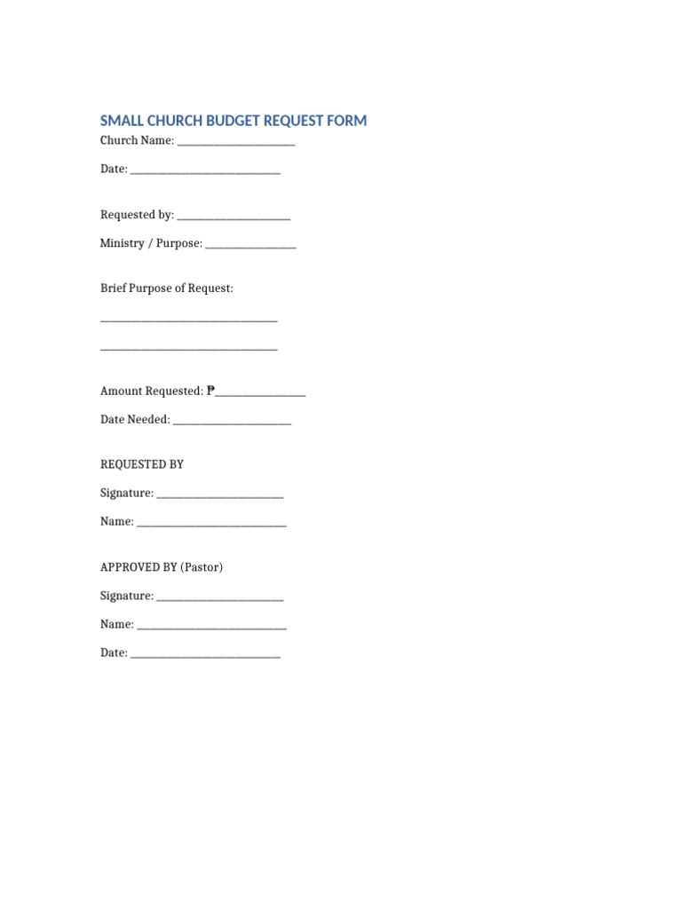 Small Church Budget Request Form | PDF