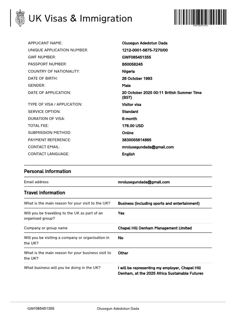15. Visa Application Form - October 20 2025 | PDF | Travel Visa ...