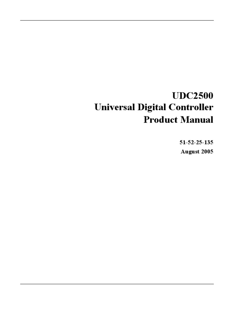 UDC2500 Universal Digital Controller Product Manual: 51-52-25-135 ...