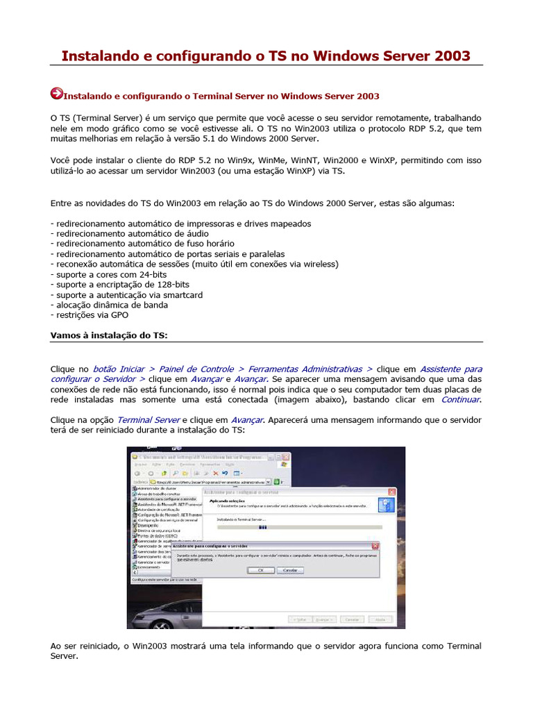 Instalação do Terminal Server no Win2003 | PDF | Servidor (informática ...