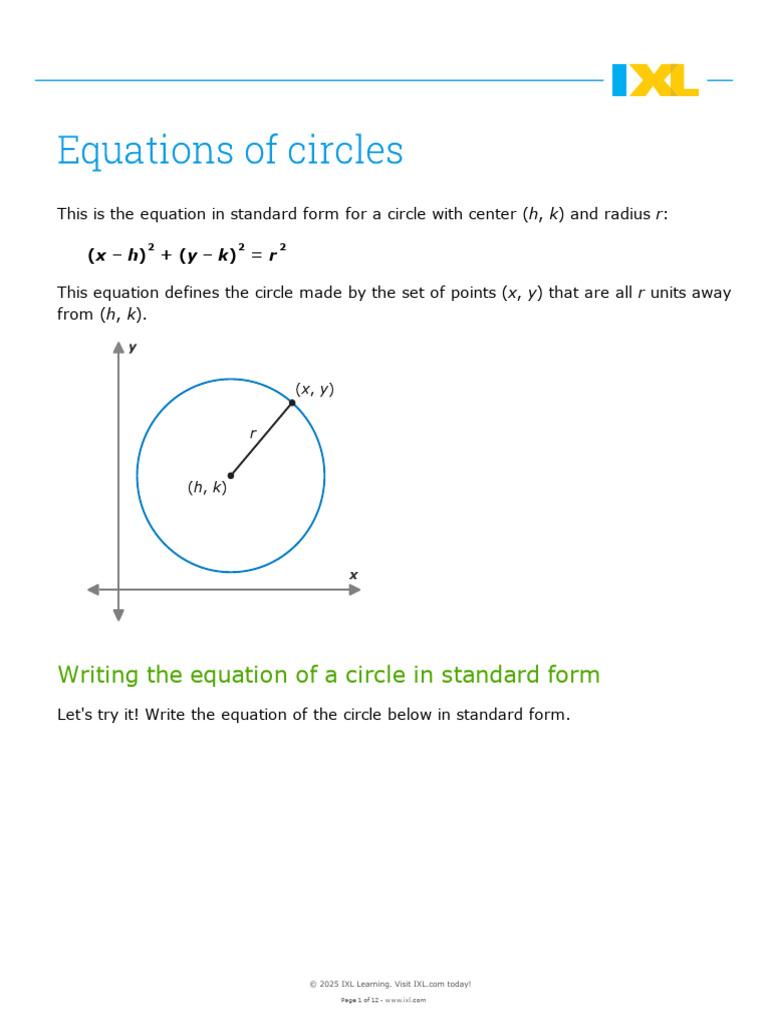 Equations of Circles Explained | PDF | Circle | Triangle Geometry